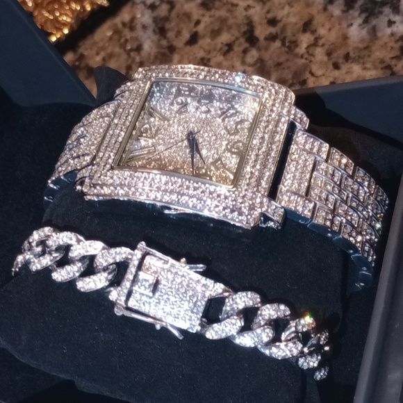 Shoes | Millionaire Bracelet And Watch Set Real Lab Diamonds 4xs Gold ...